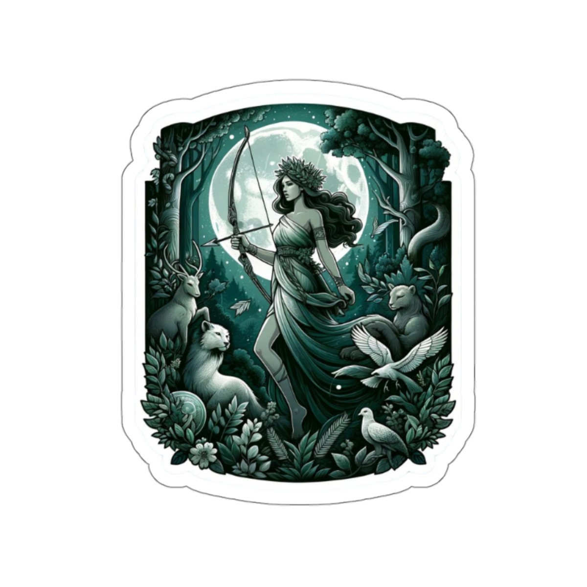 Greek Mythological Sticker - Artemis Goddess Decal - Moon Goddess ...