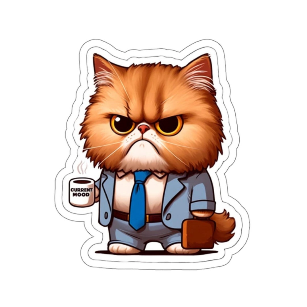 Animated Cat Sticker - Funny Office Cat Decal - Cat Lover Gift, Laptop ...