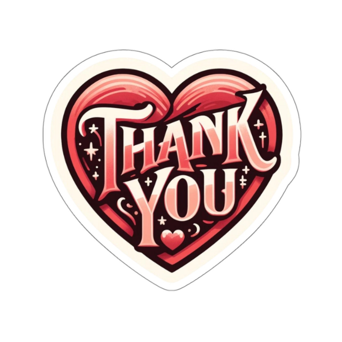 Thank You Sticker With Red Heart Design - Thankyou Decal - Vinyl ...