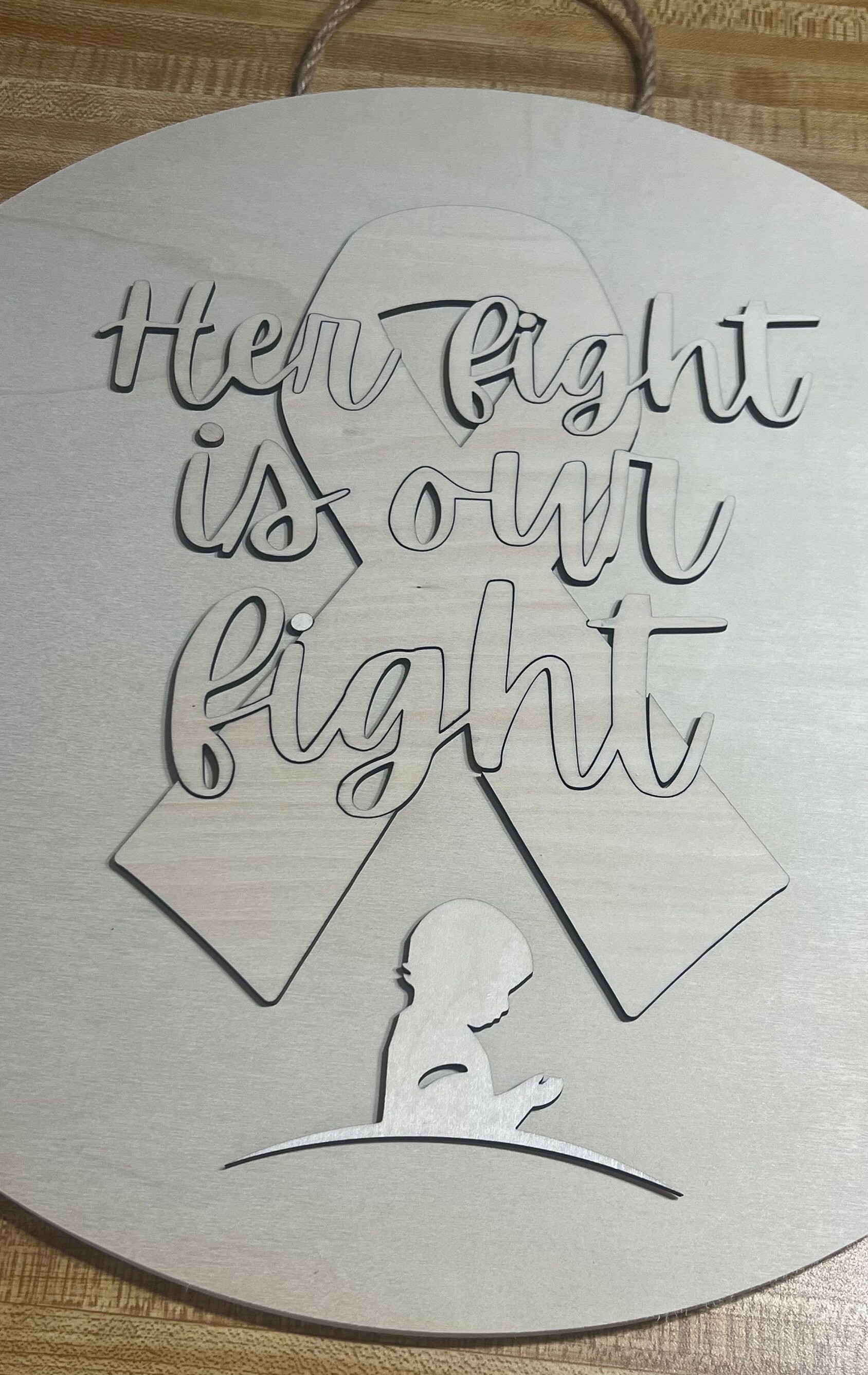 DIGITAL DOWNLOAD SVG, Childhood Cancer Door Hanger, Her Fight is Our ...