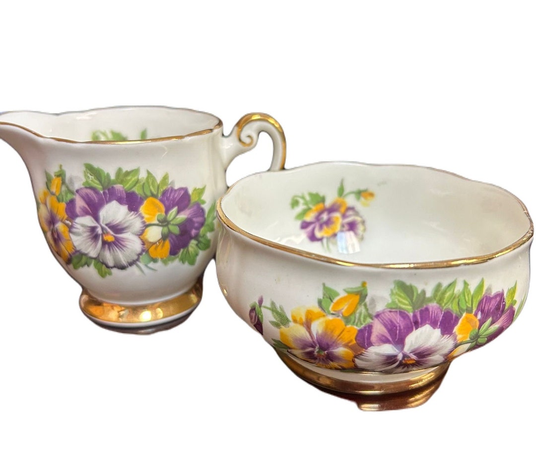 Vintage Windsor Creamer and Sugar Bone China Tea Set Made in England ...