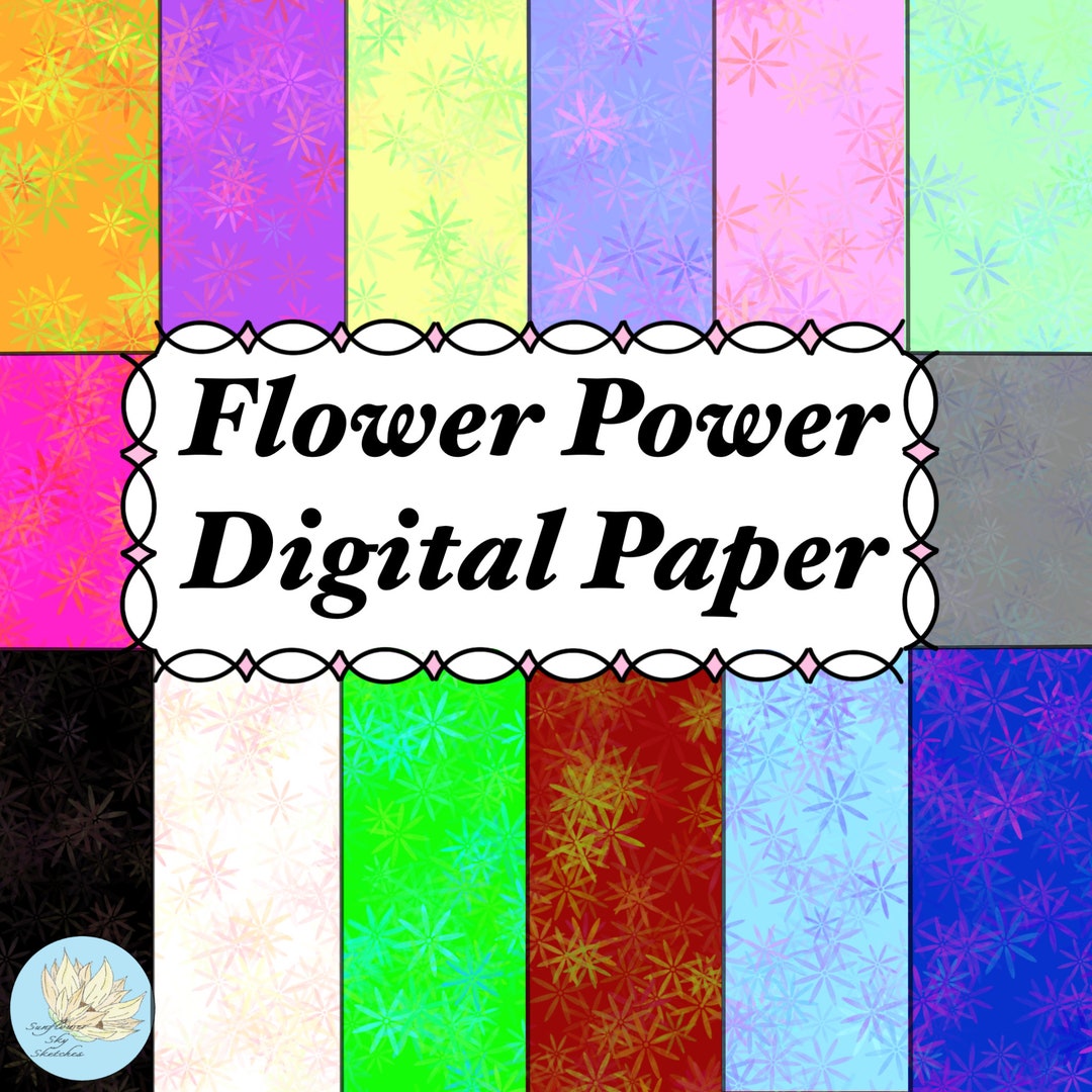 Cute Flower Power Digital Paper 14 Digital Sheets - Etsy