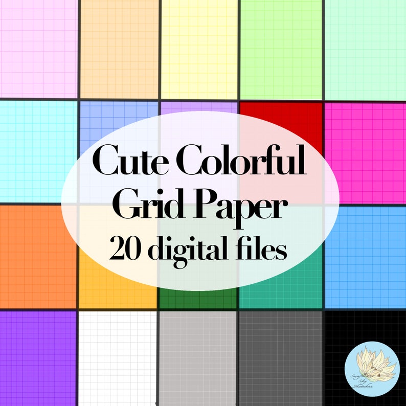 Cute Colored Digital Graph Paper PNG Download - Etsy
