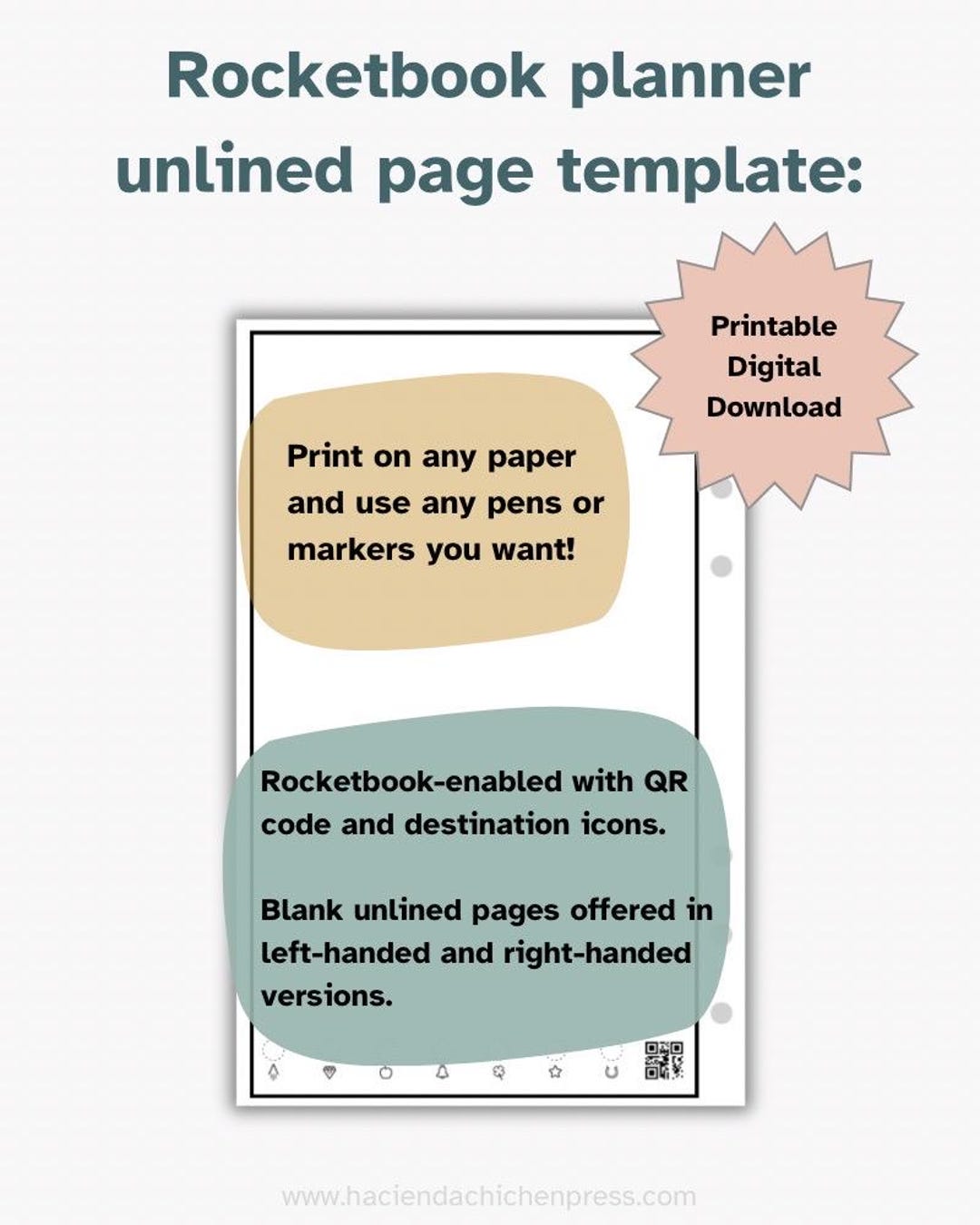 Rocketbook Planner Blank Unlined Page With QR Code - Etsy