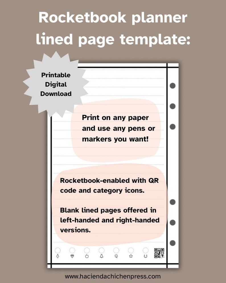 Rocketbook Planner Blank Lined Page With QR Code - Etsy