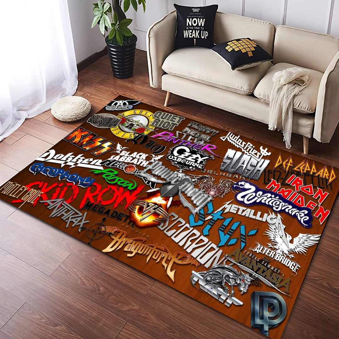 Rock Music Group Symbol Rug, Elecktro Music Rug, Metal Heavy Rug, Iron ...