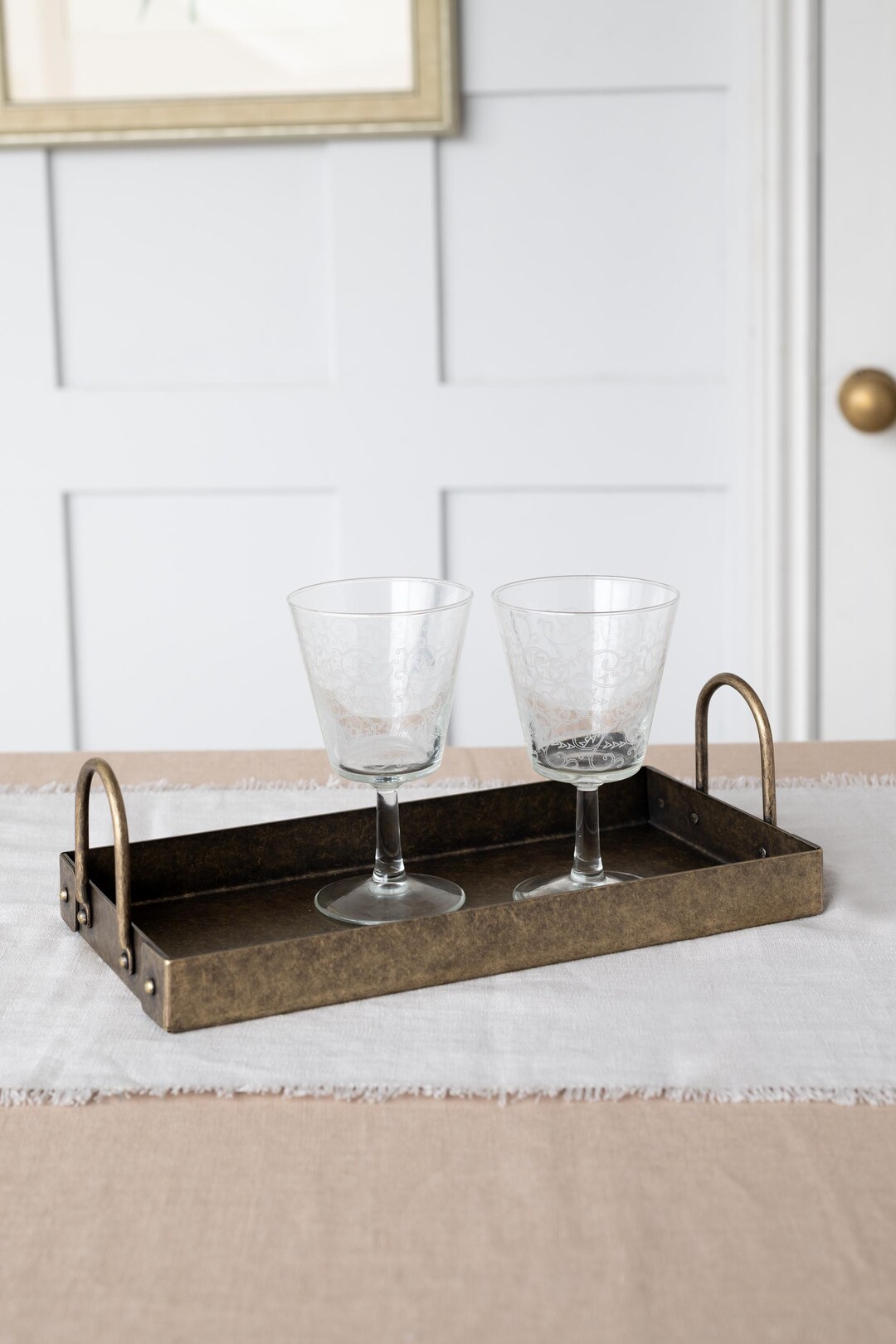 Jim Lawrence Ltd, Bewley Brass Tray in Lacquered Antique Brass ...