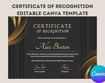Certificate of Participation Canva Template Blue and Gold Minimalist and Aesthetic Design - Etsy