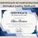 Certificate of Participation Canva Template – Blue Minimalist and Aesthetic Design - Etsy