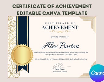 Kids Certificate of Achievement Canva Template – Colorful Minimalist ...