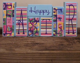Happy Easter Word Blocks - Etsy