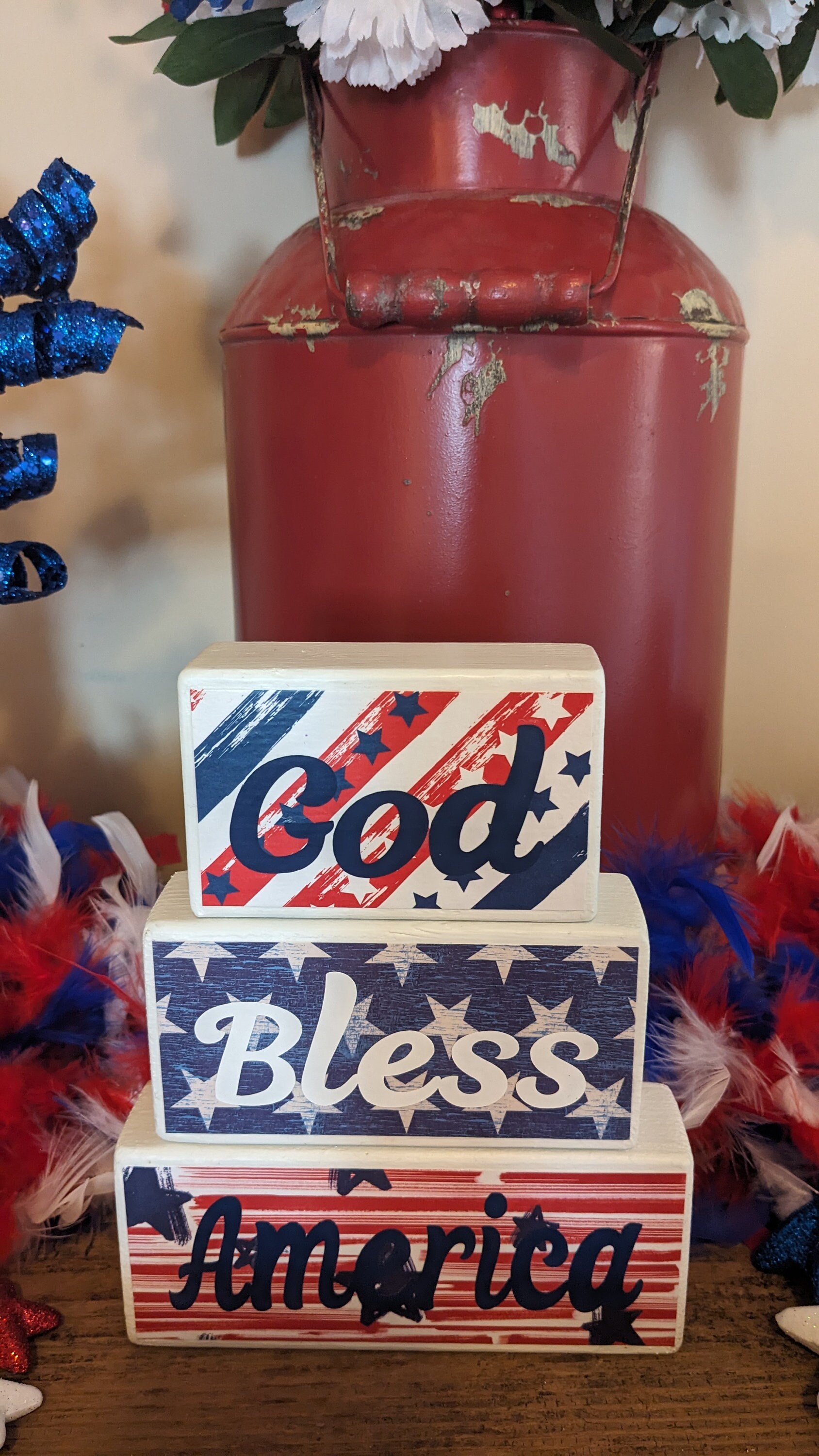 Patriotic God Bless America Wood Blocks - Etsy