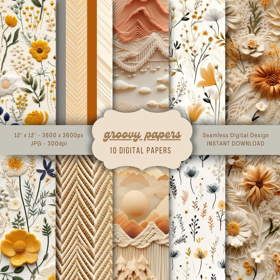 Boho Macrame Digital Paper Pack - 10 Designs - Seemless Pattern - 12x12 ...