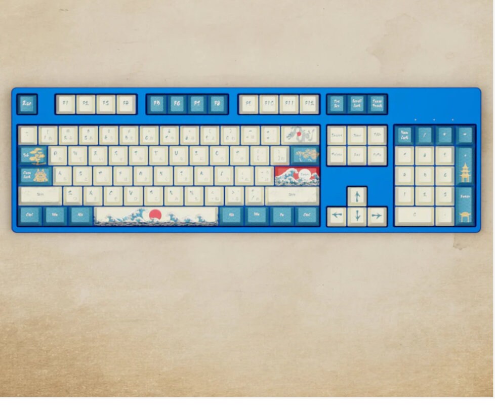 Custom Keycaps Japanese Blue Wave Keycaps Backlit Keycaps Personalized ...