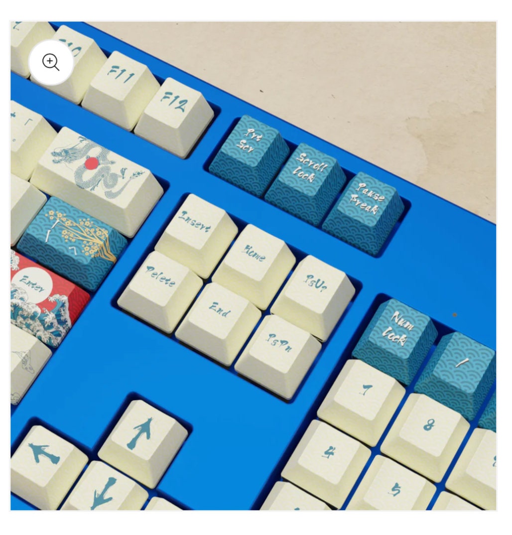 Custom Keycaps Japanese Blue Wave Keycaps Backlit Keycaps Personalized ...