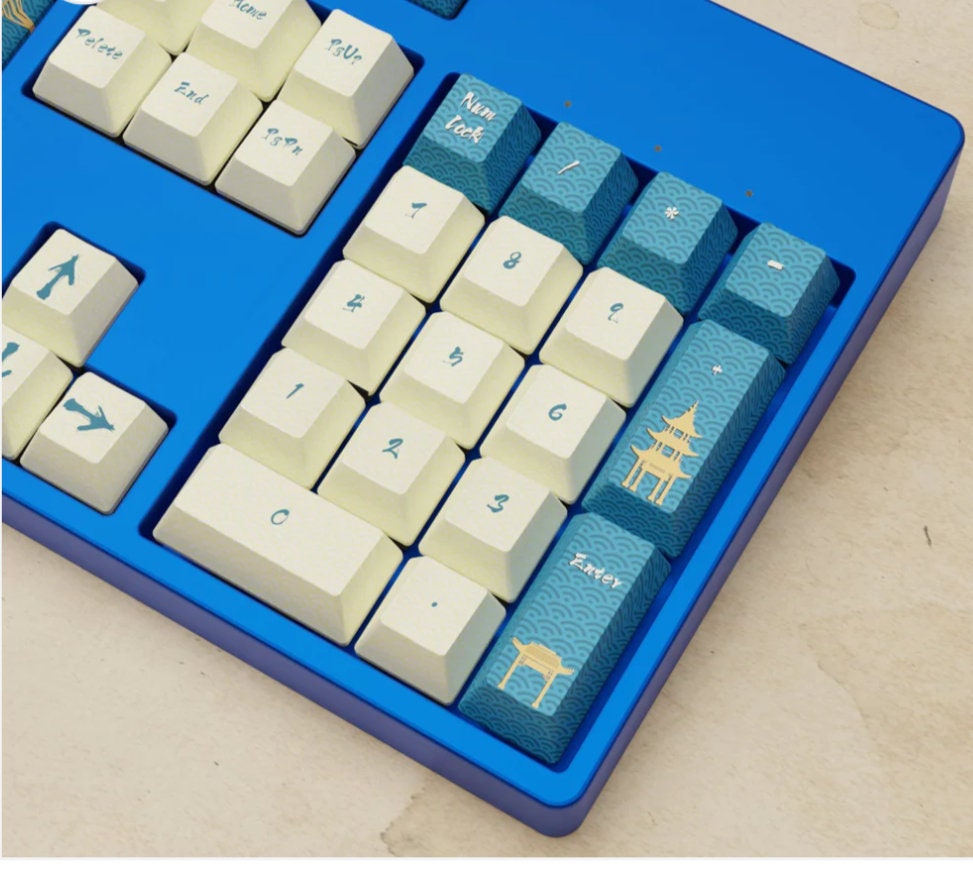 Custom Keycaps Japanese Blue Wave Keycaps Backlit Keycaps Personalized ...
