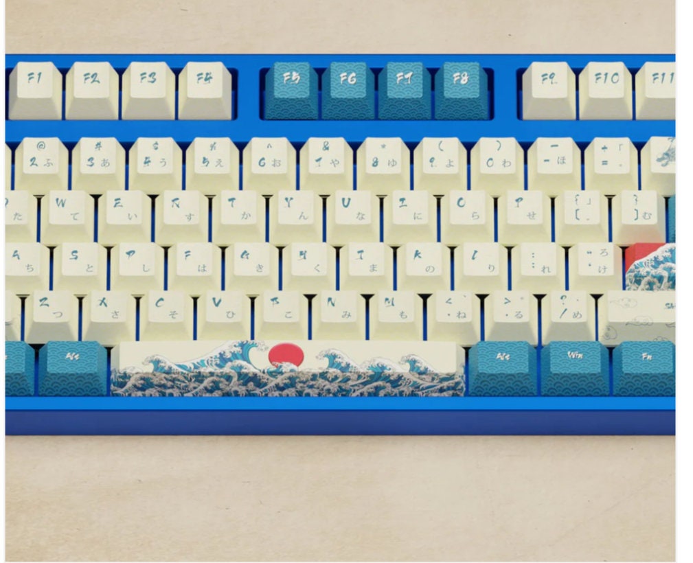 Custom Keycaps Japanese Blue Wave Keycaps Backlit Keycaps Personalized ...