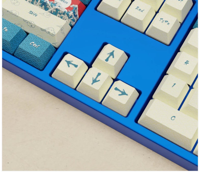 Custom Keycaps Japanese Blue Wave Keycaps Backlit Keycaps Personalized ...