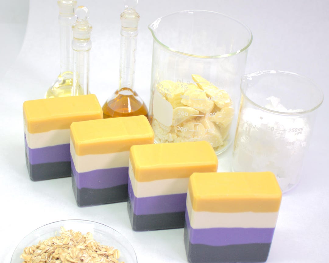 NONBINARY PRIDE FLAG Self-care Skincare Soap Saponified Af Vegan Palm-free Oat Milk Bar ...