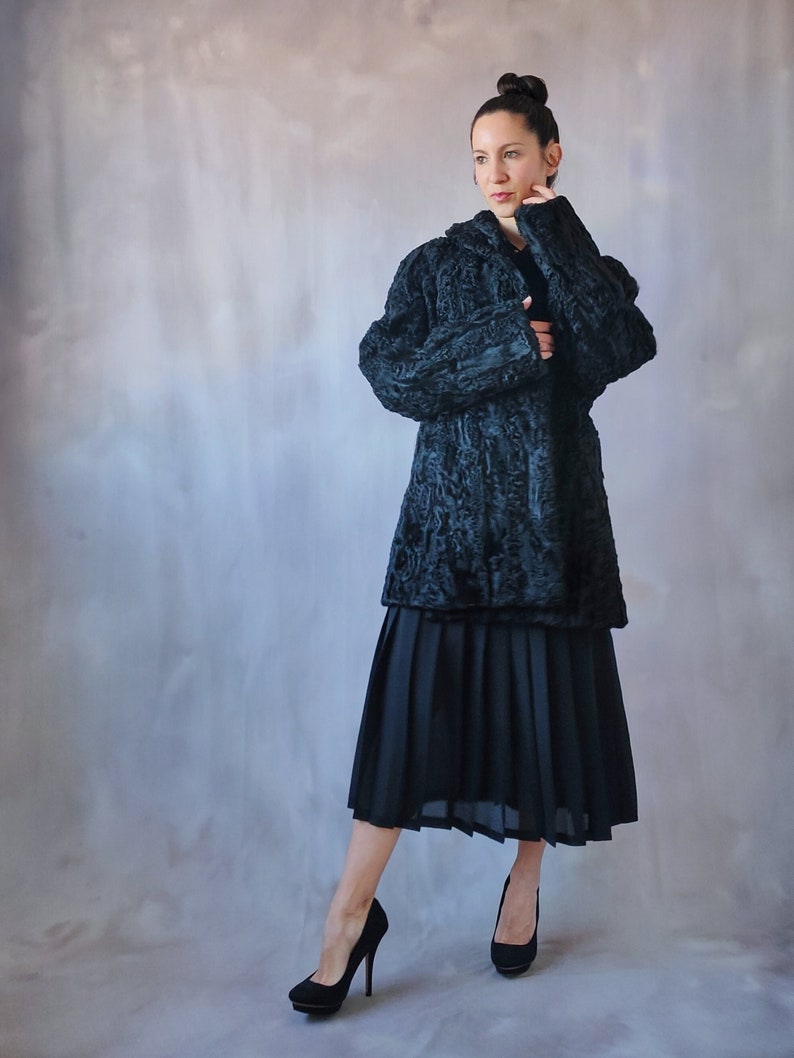 Vintage Persian Lamb Fur Coat: 90s Black Astrakhan Wool - M/L - Etsy