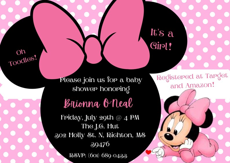 Customizable Minnie Mouse Baby Shower Invitation - Etsy