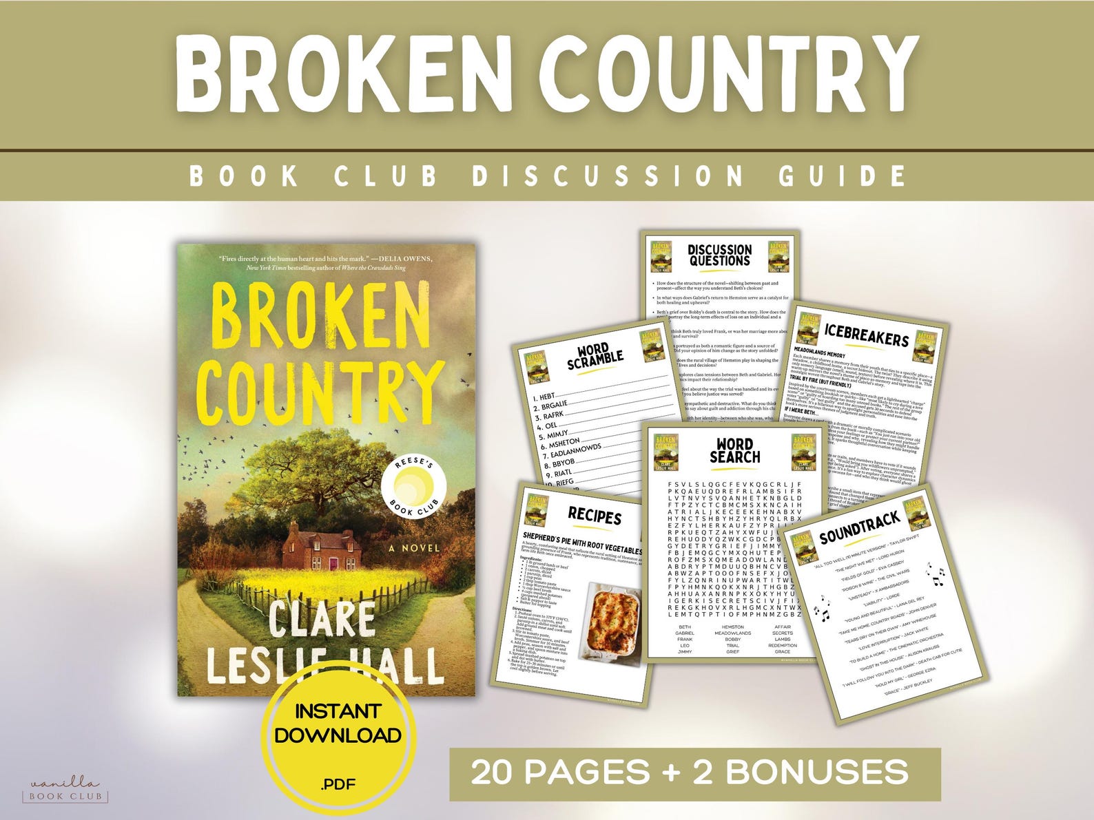 Broken Country Book Club Guide Book Club Games Book Discussion ...
