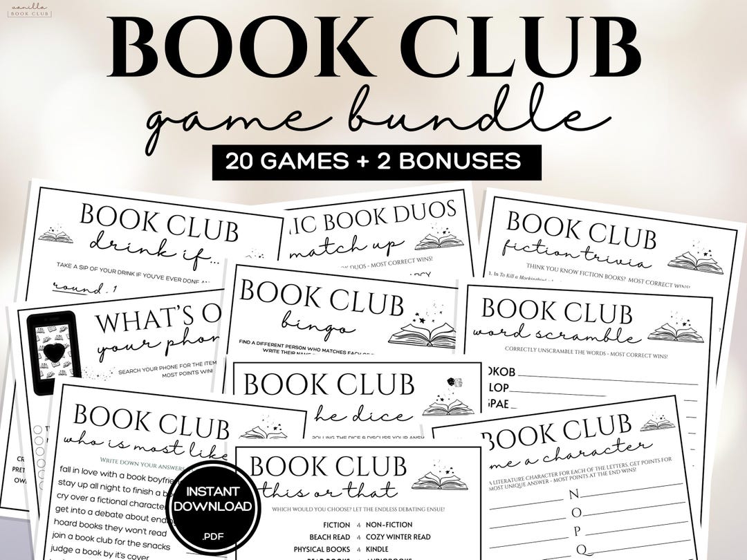 Book Club Games BUNDLE Book Club Ice Breaker Games Ladies Night Games ...