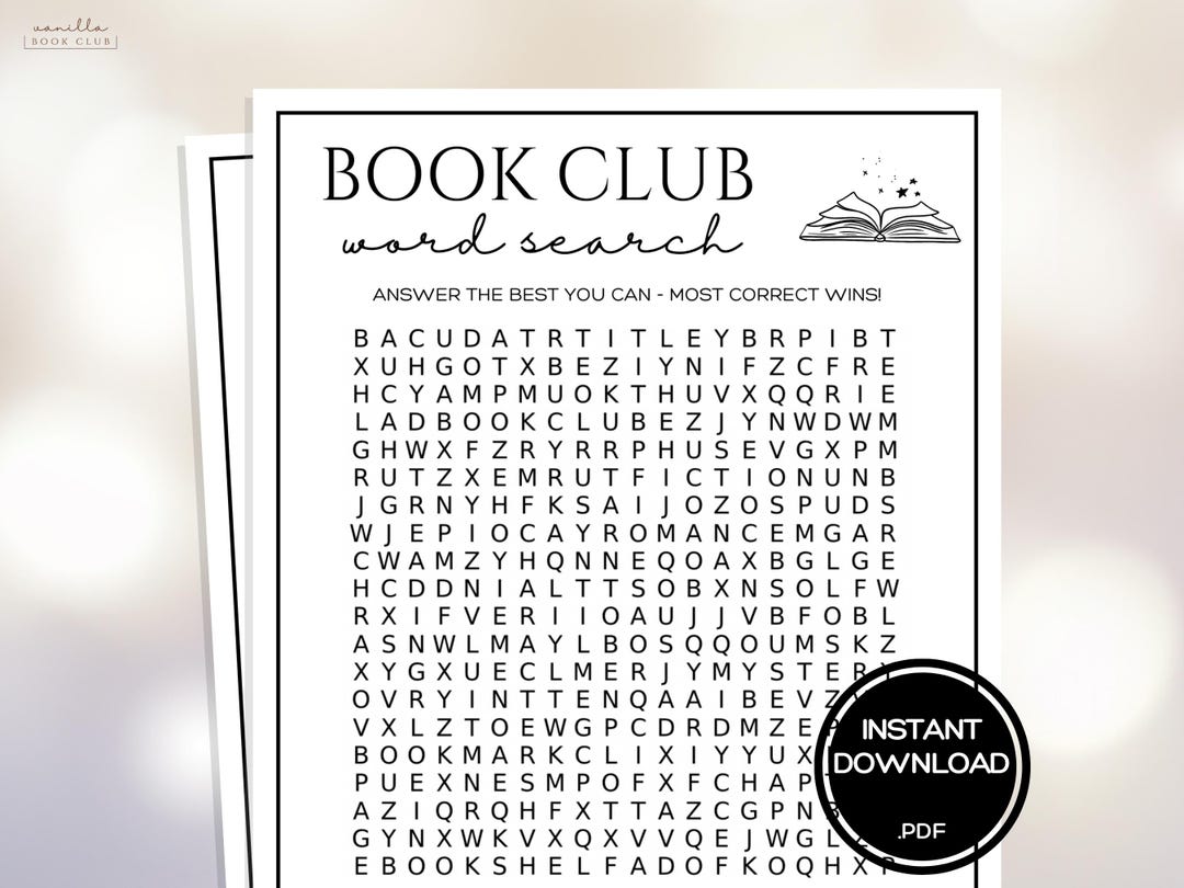 Book Club Games Word Search Book Club Ice Breaker Games Ladies Night ...