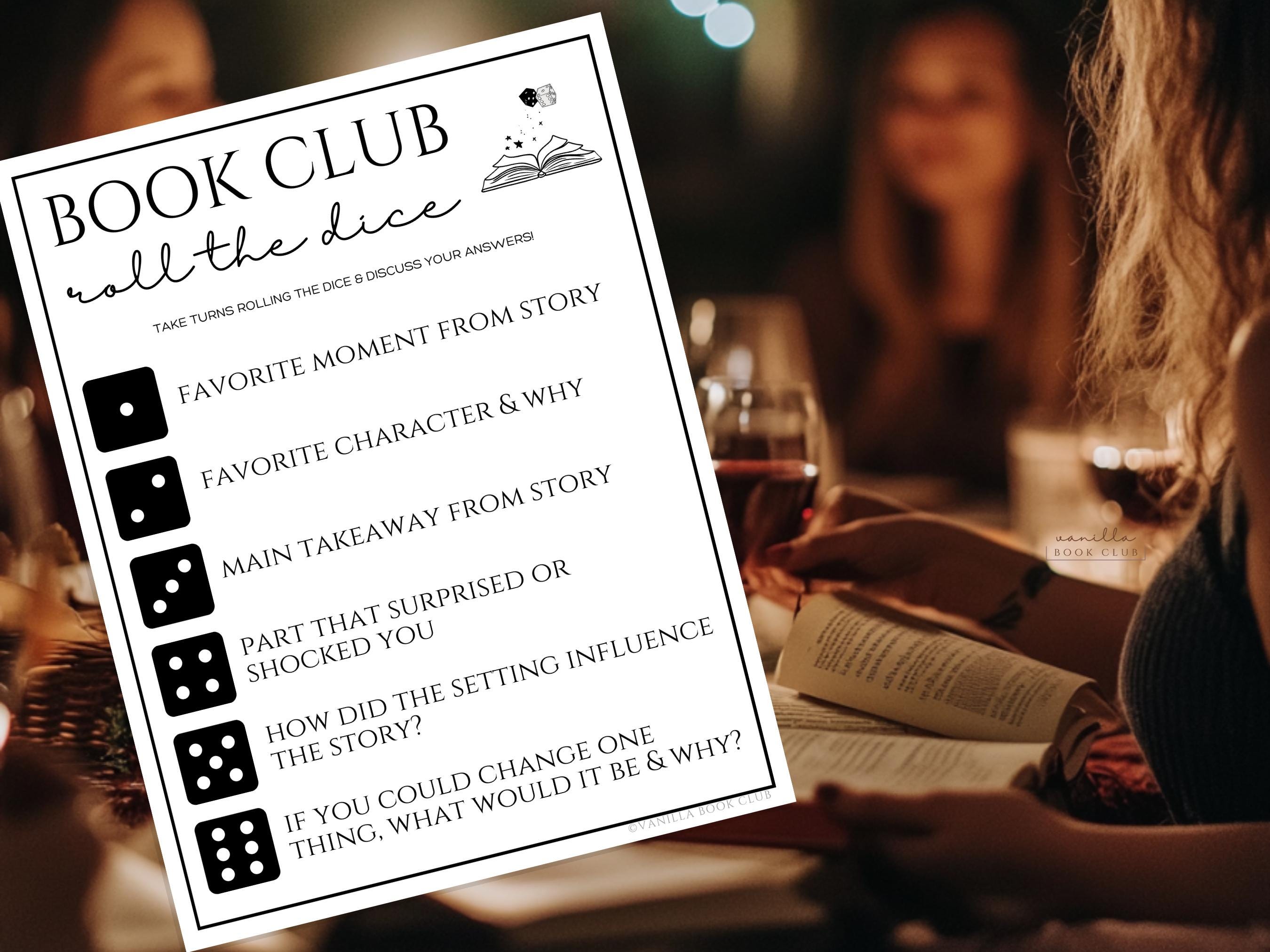 Book Club Games Roll the Dice Book Discussion Game Book Club Ice ...