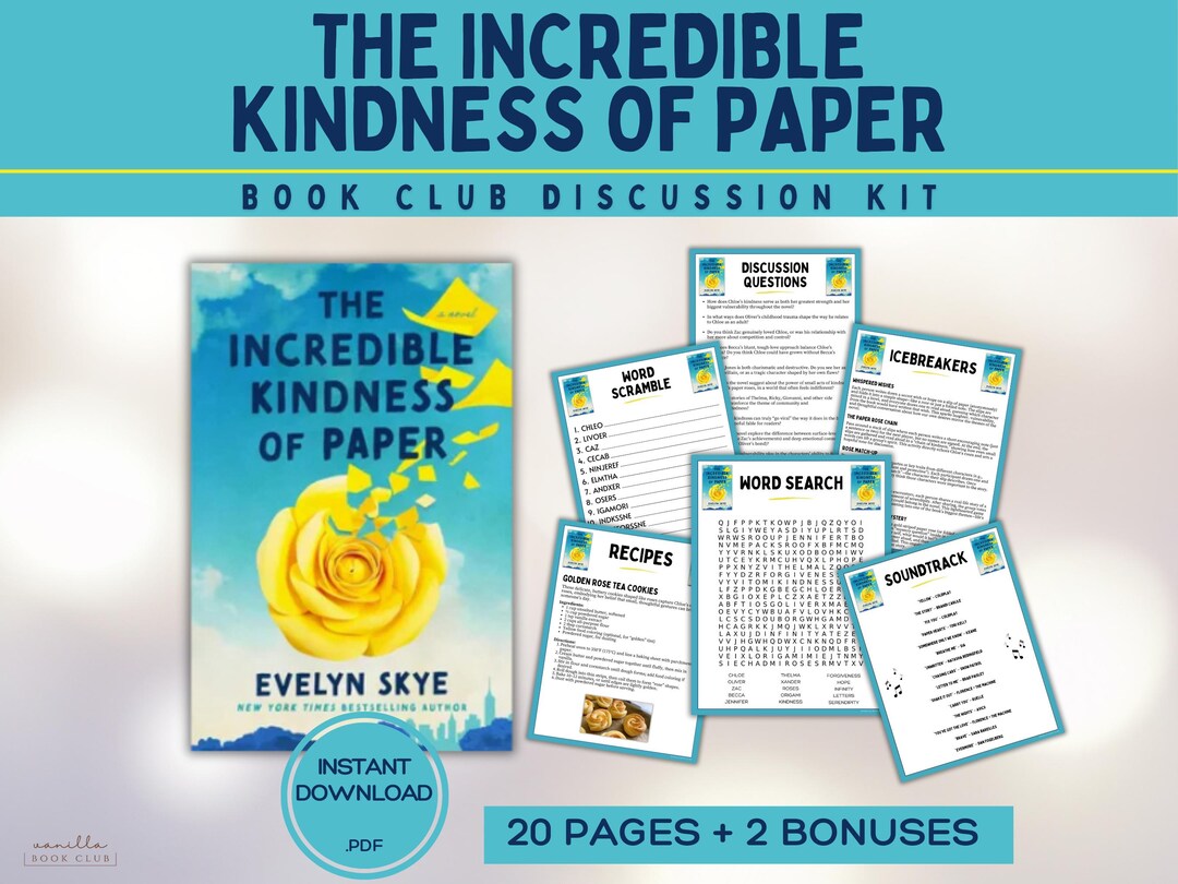 The Incredible Kindness of Paper Book Club Guide Book Club Games Book ...