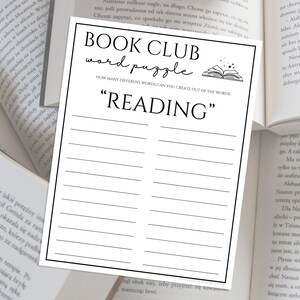 Book Club Games Word Puzzle Book Club Ice Breaker Games Ladies Night ...