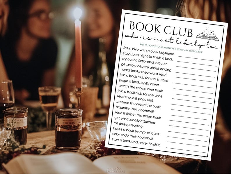 Book Club Games Who is Most Likely Game Book Club Ice Breaker Games ...