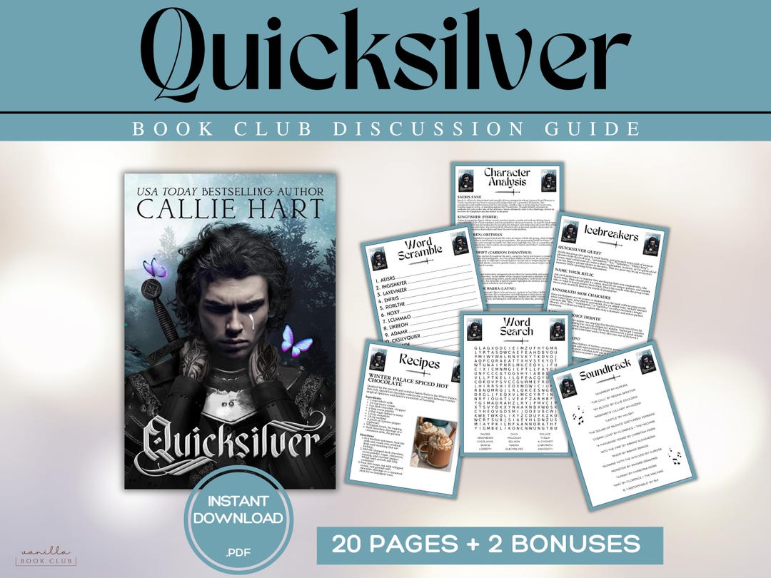 Quicksilver Book Club Guide Book Club Games Discussion Questions Callie ...
