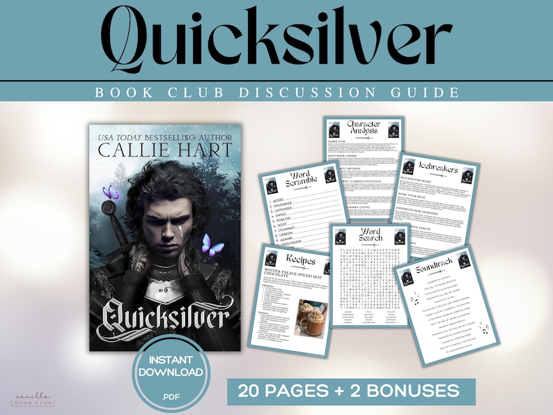 Quicksilver Book Club Guide Book Club Games Discussion Questions Callie Hart Booktok Bookstagram ...