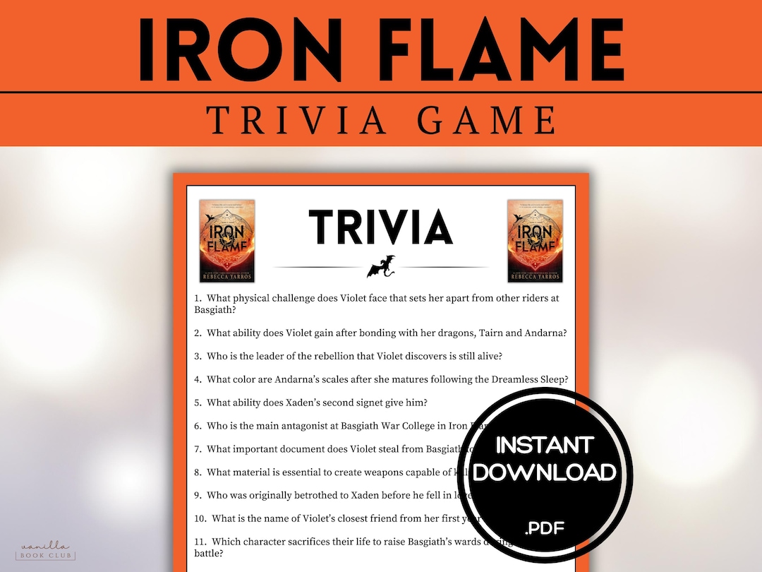 Iron Flame Trivia Game Book Club Games Rebecca Yarros Booktok ...