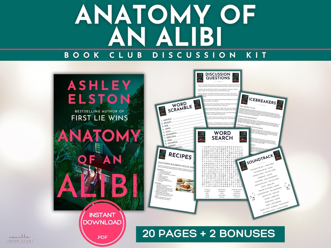 Anatomy of an Alibi Book Club Guide Book Club Games Book Discussion ...