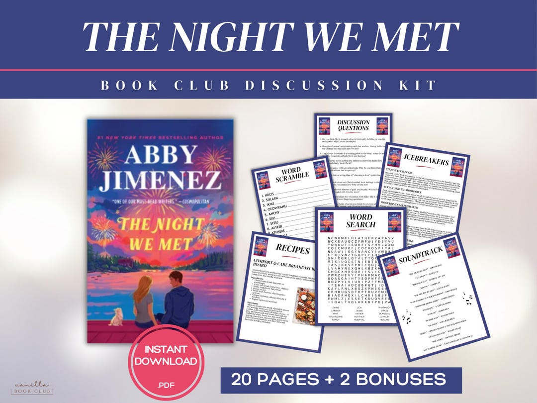 The Night We Met Book Club Guide Book Club Games Book Discussion ...