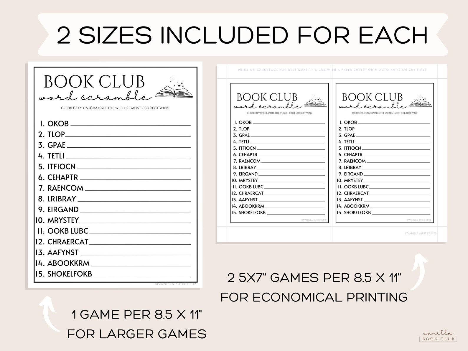 Book Club Games Word Scramble Book Club Ice Breaker Games Ladies Night ...