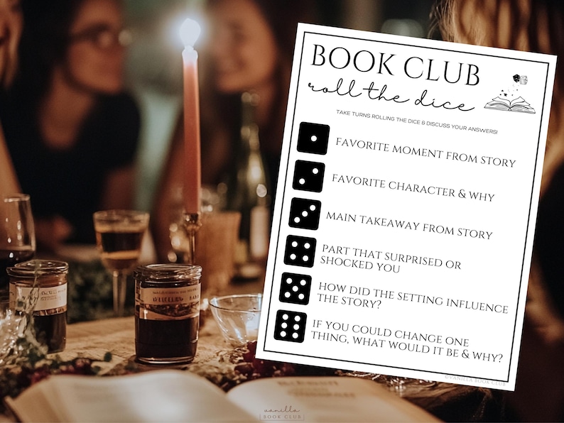 Book Club Games Roll the Dice Book Discussion Game Book Club Ice ...