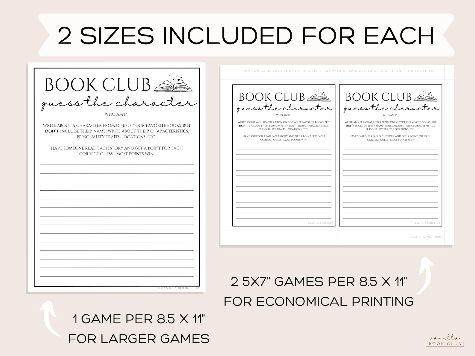 Book Club Games Guess the Character Book Club Ice Breaker Games Ladies ...