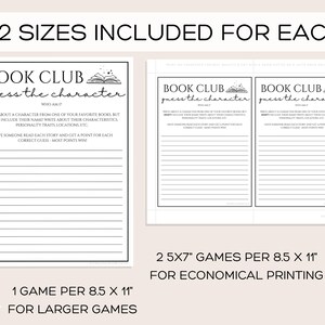 Book Club Games Guess the Character Book Club Ice Breaker Games Ladies ...