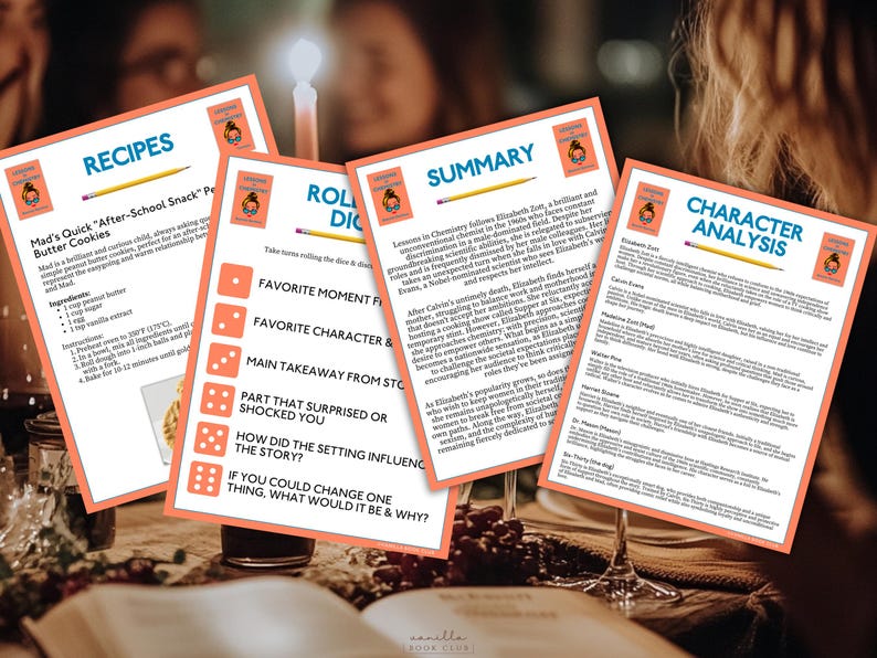 Lessons in Chemistry Book Club Guide Book Club Games Book Discussion ...