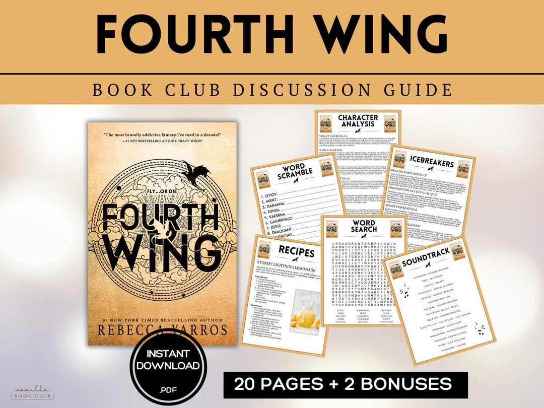 Fourth Wing Book Club Guide Book Club Games Discussion Questions ...