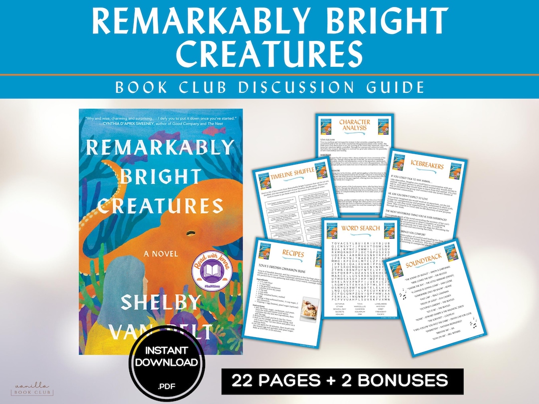 Remarkably Bright Creatures Book Club Guide Book Club Games Book ...