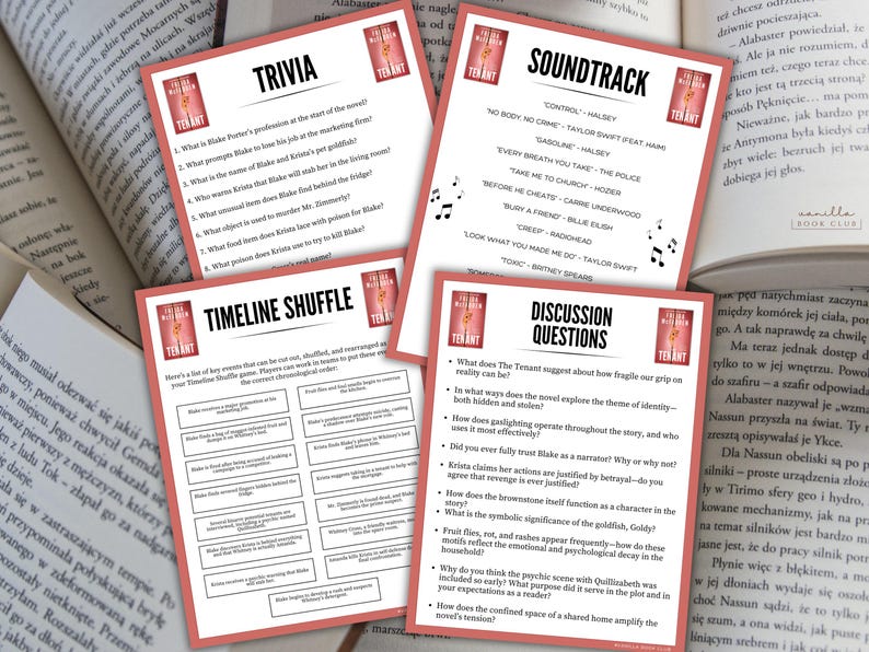 The Tenant Book Club Guide Book Club Games Book Discussion Questions ...