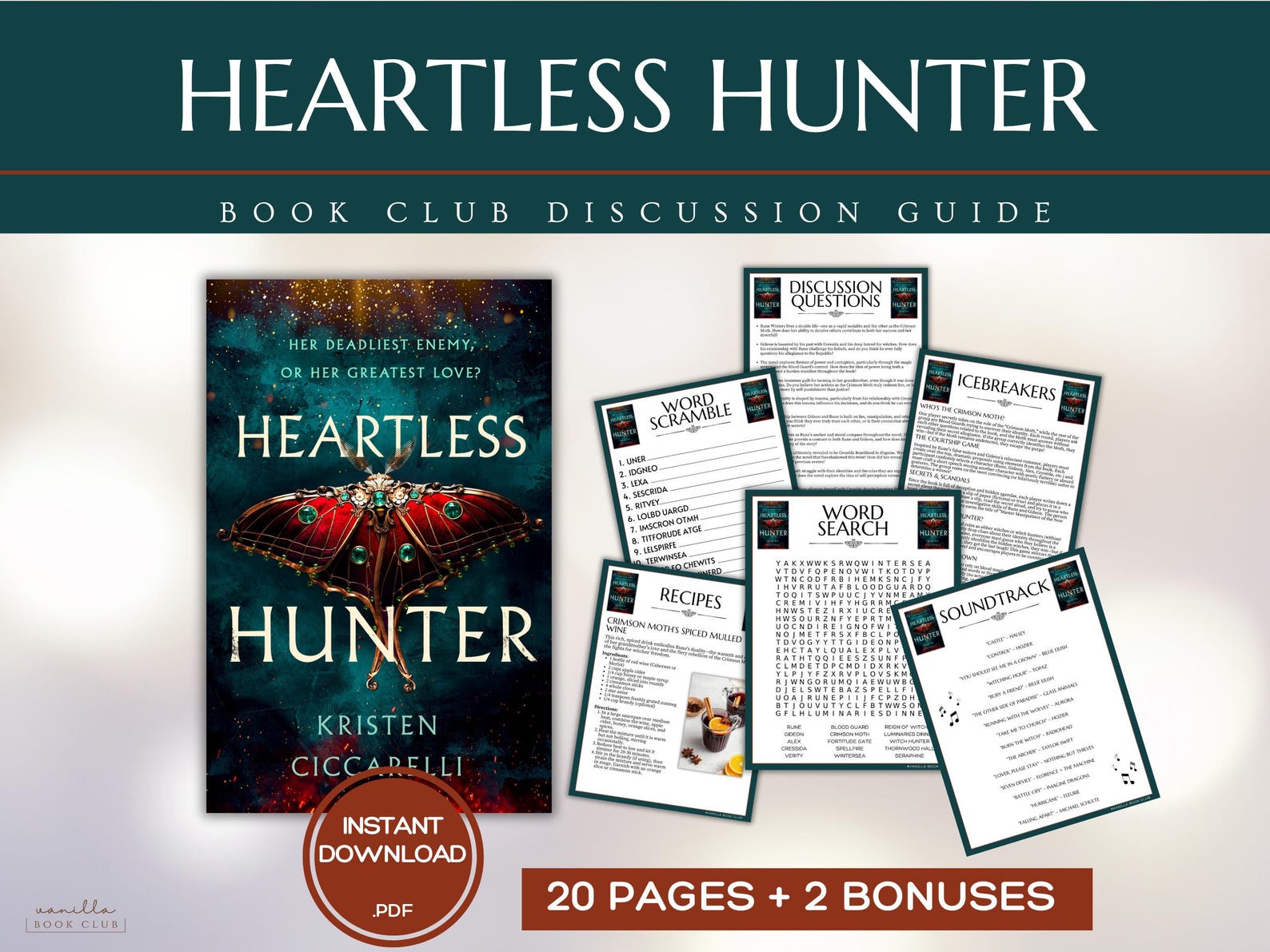 Heartless Hunter Book Club Guide Book Club Games Discussion Questions ...