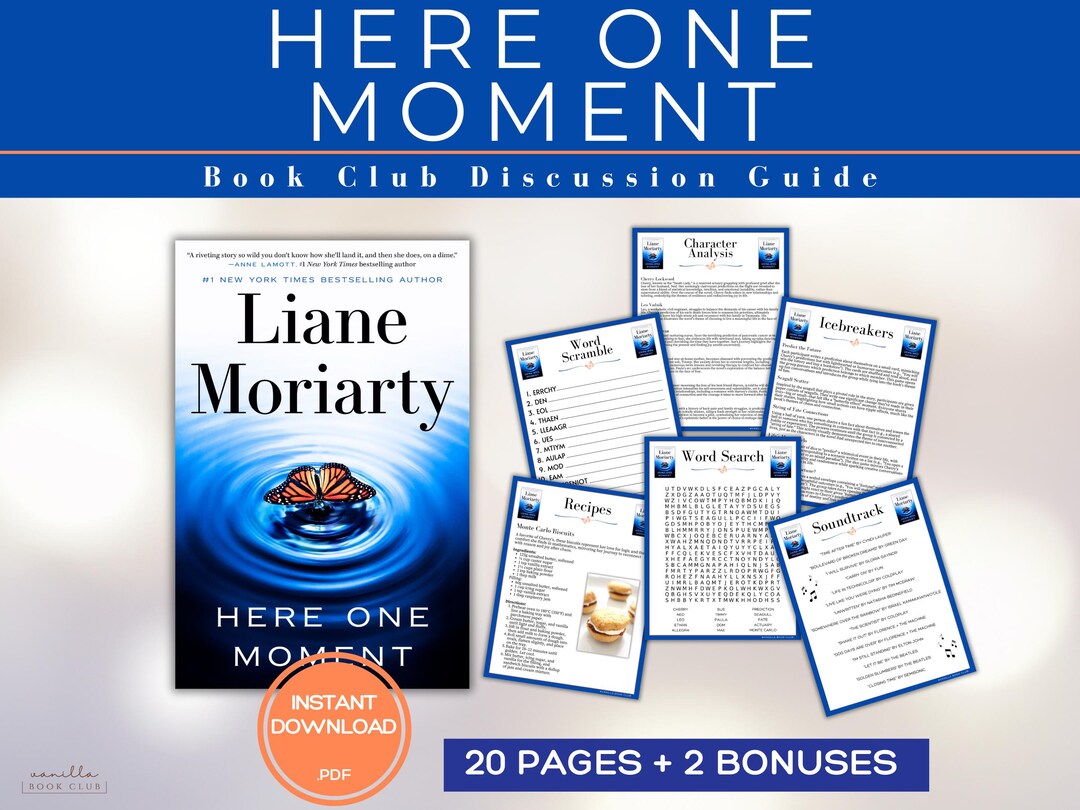Here One Moment Book Club Guide Book Club Games Book Discussion ...