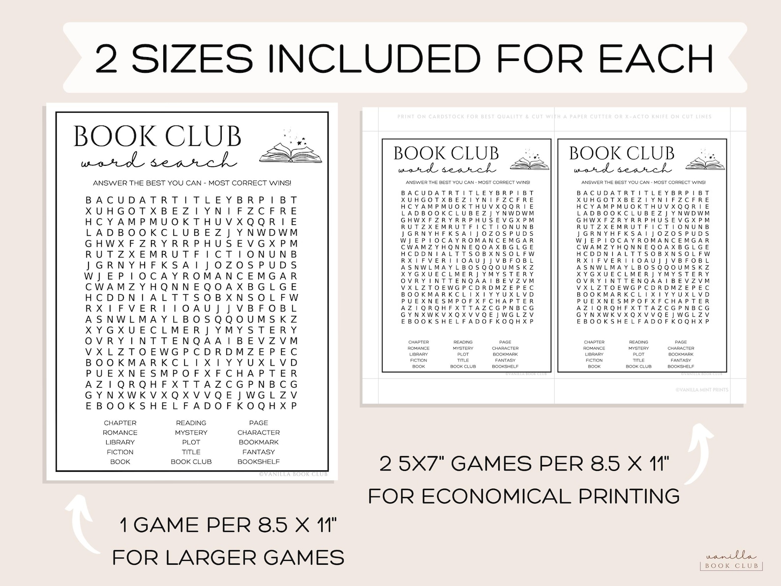 Book Club Games Word Search Book Club Ice Breaker Games Ladies Night ...