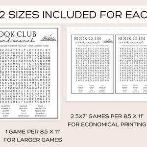 Book Club Games Word Search Book Club Ice Breaker Games Ladies Night ...
