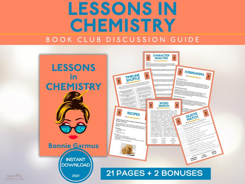 Lessons in Chemistry Book Club Guide Book Club Games Book Discussion ...